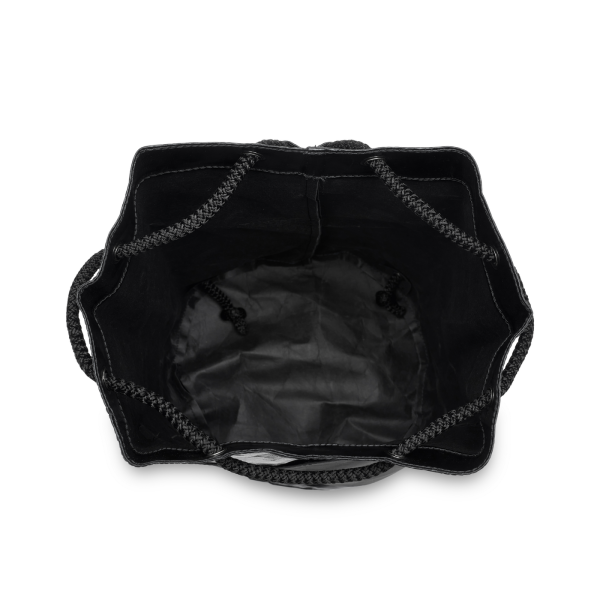 Sustainable Black Glossy Cylinder Backpack - etéreo - Swiss Impact Store