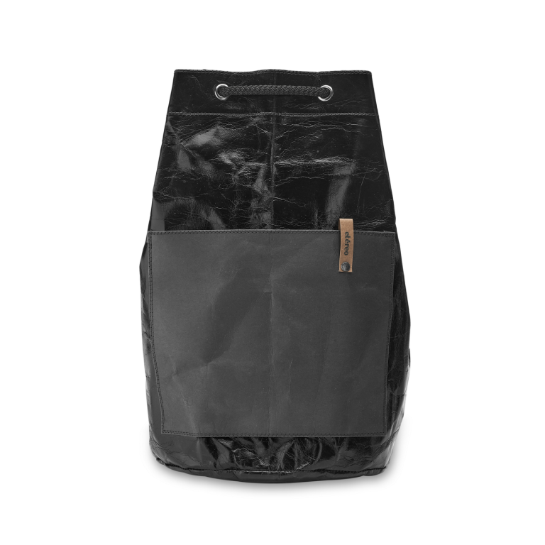 Sustainable Black Glossy Cylinder Backpack - etéreo - Swiss Impact Store